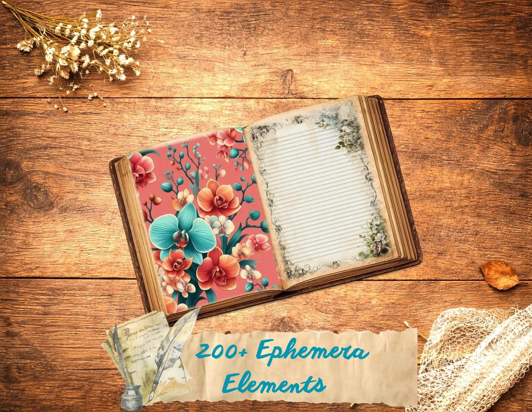 Beautiful Orchid Junk Journal Pages - Digital Orchid Papers & Printable ...