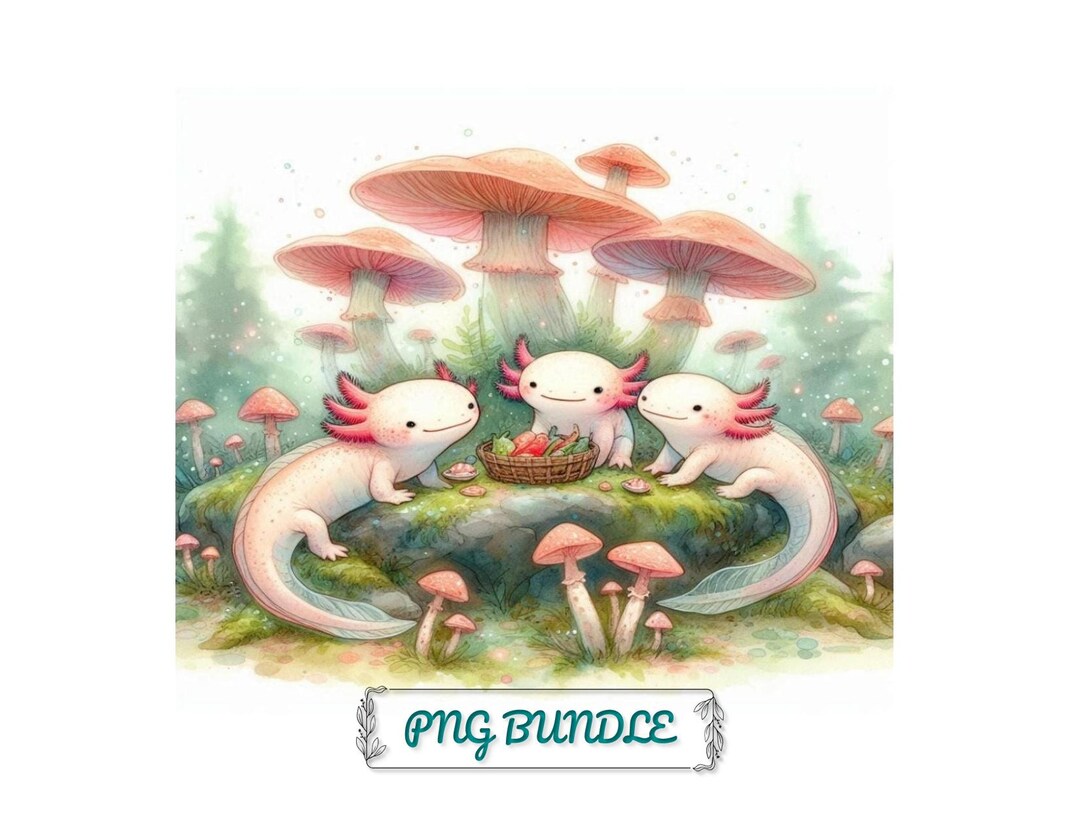 Axolotl Watercolor Clipart – Aquatic Newt PNG Digital Images ...