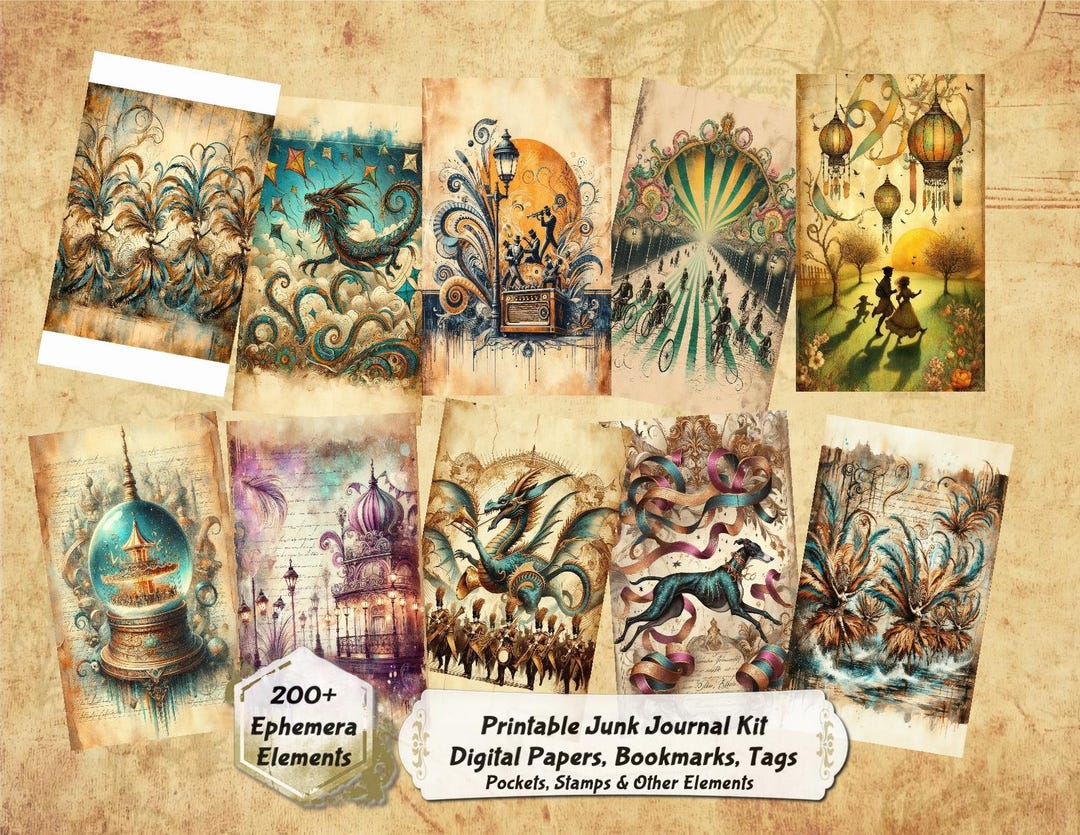Carnival Junk Journal Kit: 54 Festival Digital Papers & Ephemera ...
