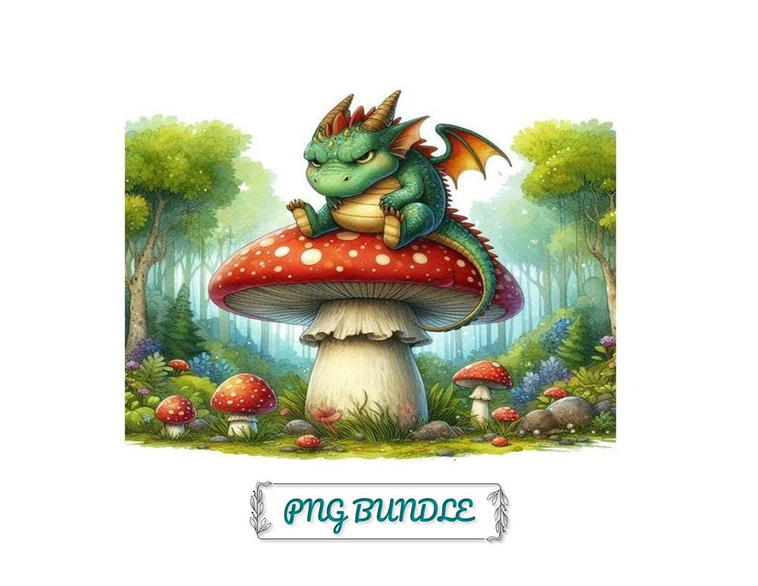 Grumpy Dragon Aquarell Clipart - Feuer Wyrm PNG Digitalbilder ...