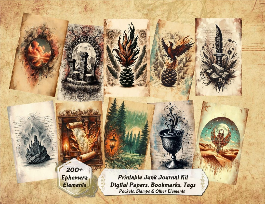 Ash Relic Type Junk Journal Kit: 66 Artifact Digital Papers & Ephemera ...