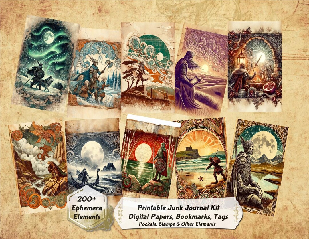 Celtic Warrior Junk Journal Kit: 58 Gaelic Fighter Digital Papers ...