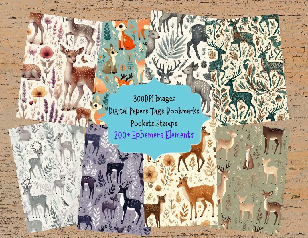 Woodland Animals Seamless Pattern Journal Kit With Digital Papers ...