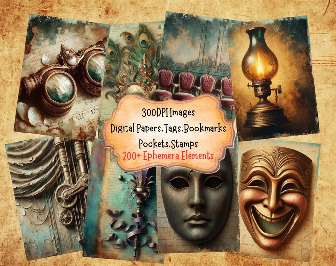 20 Theater Stage Clip Art, Watercolor Vintage Scene Printable Images ...