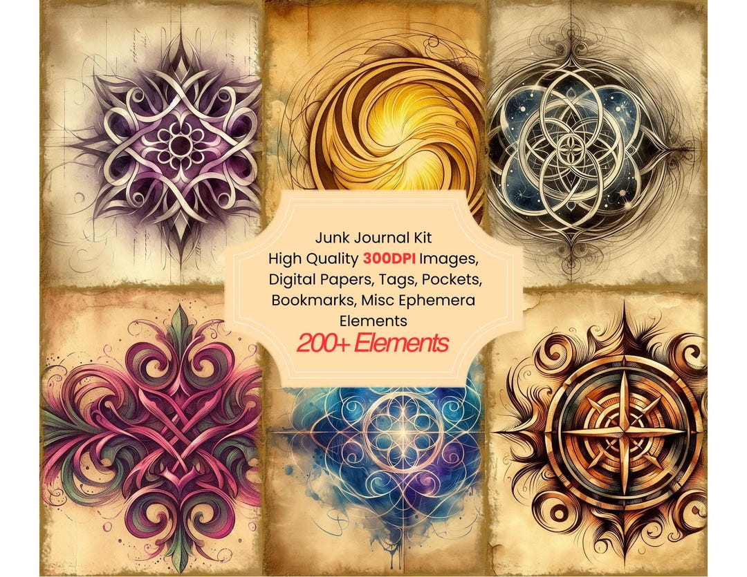 Vintage Arcane Sigil Junk Journal Kit: Printable Ephemera, Papers, Tags ...