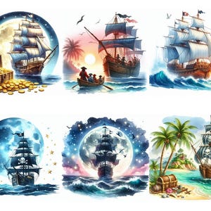 23 Pirate Ship Watercolor Clipart PNG Images, Buccaneer Ship Clipart ...