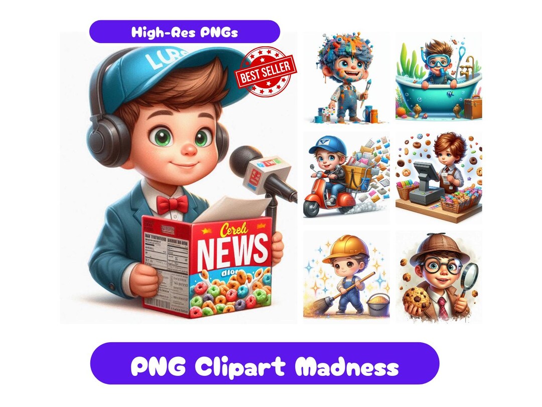 Kids Jobs Clipart PNG Set: Playful Career Graphics (digital Download ...