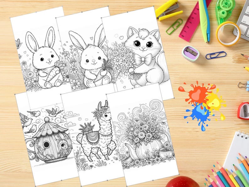 50 Whimsical Coloring Pages, Kids and Adults Coloring Pages, Instant ...