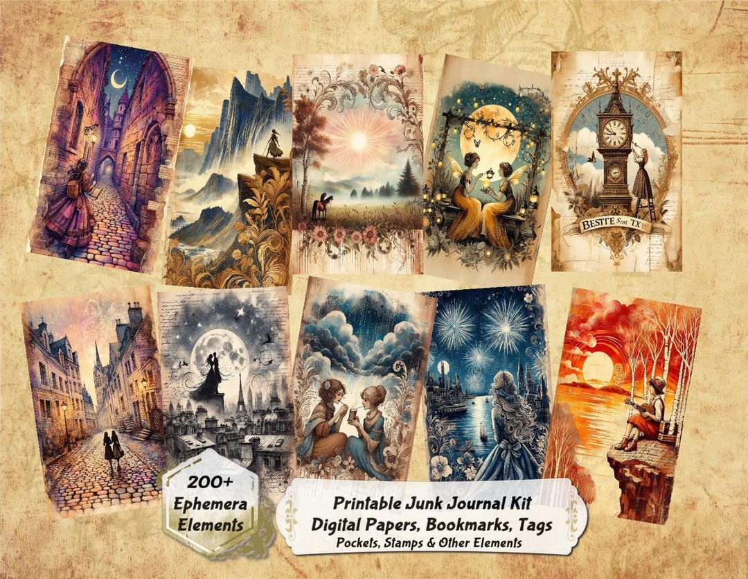Bestie Junk Journal Kit: 58 Friendship Digital Papers & Ephemera ...