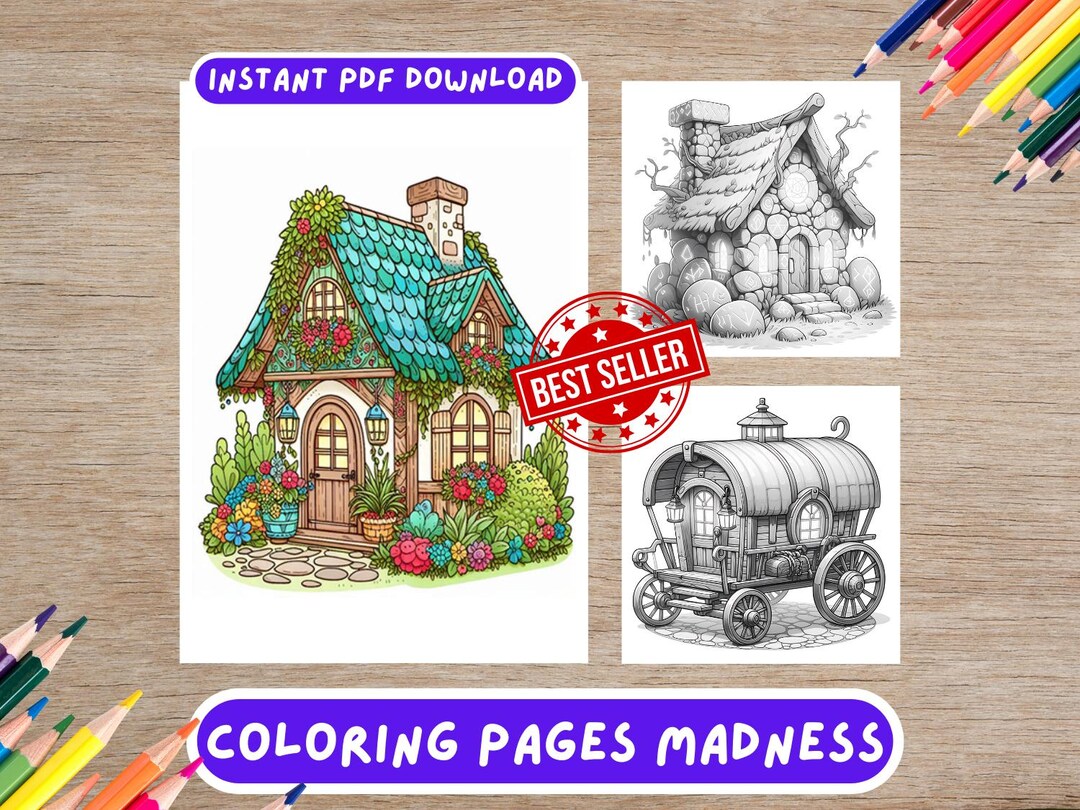 Cottagecore Coloring Book: 50 Printable Rustic Designs (digital ...