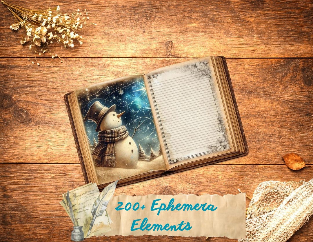 Vintage Snowmen Junk Journal Pages - Digital Snowmen Papers & Printable ...