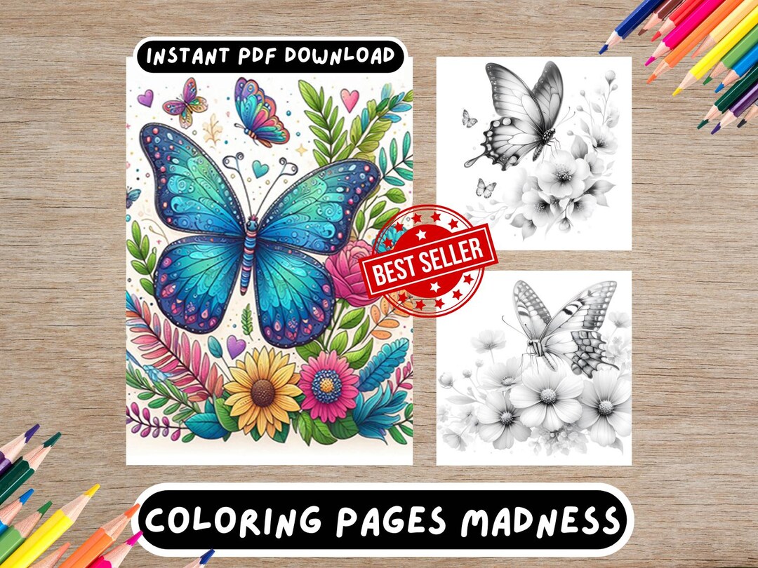 Butterfly Coloring Pages: 50 Printable Designs for All Ages (PDF) - Etsy