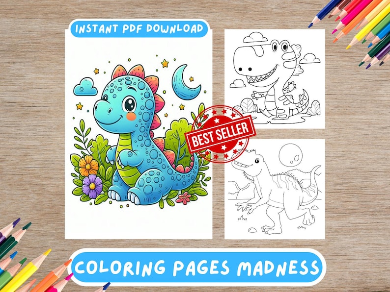 40 Dinosaur Coloring Pages for Kids & Adults – Printable PDF Coloring ...