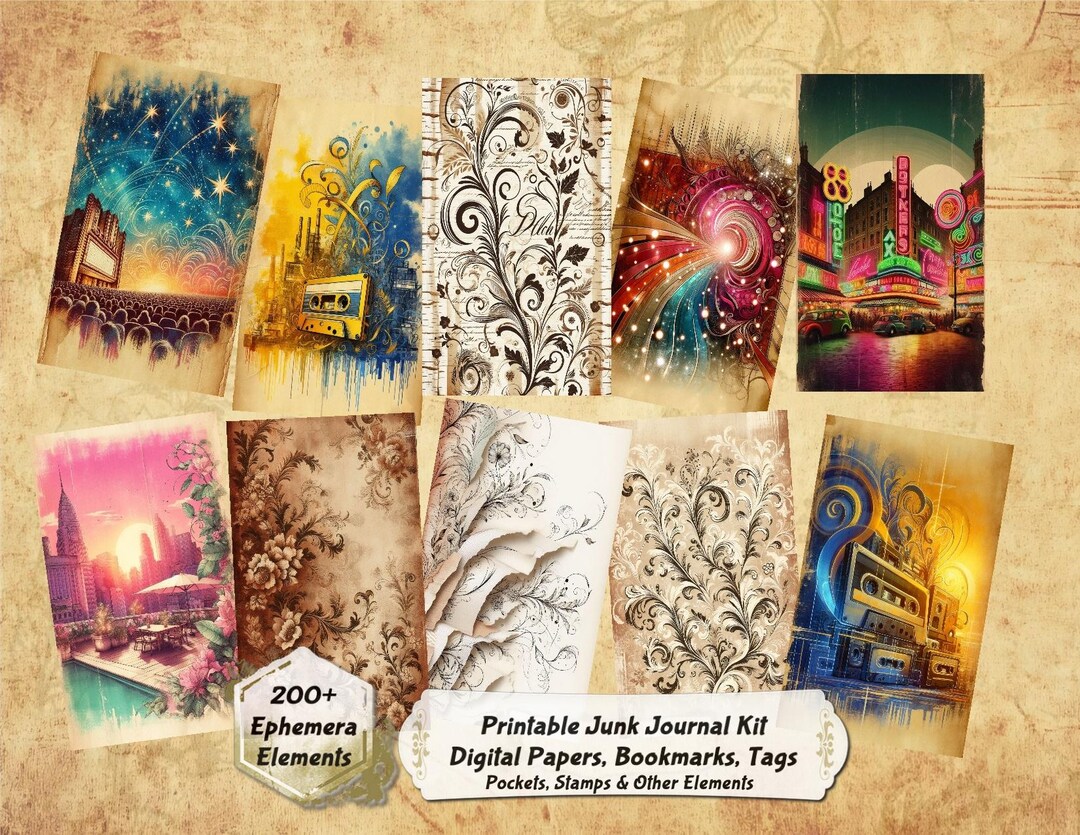 80s Junk Journal Kit: 60 Retro Digital Papers & Ephemera (digital ...