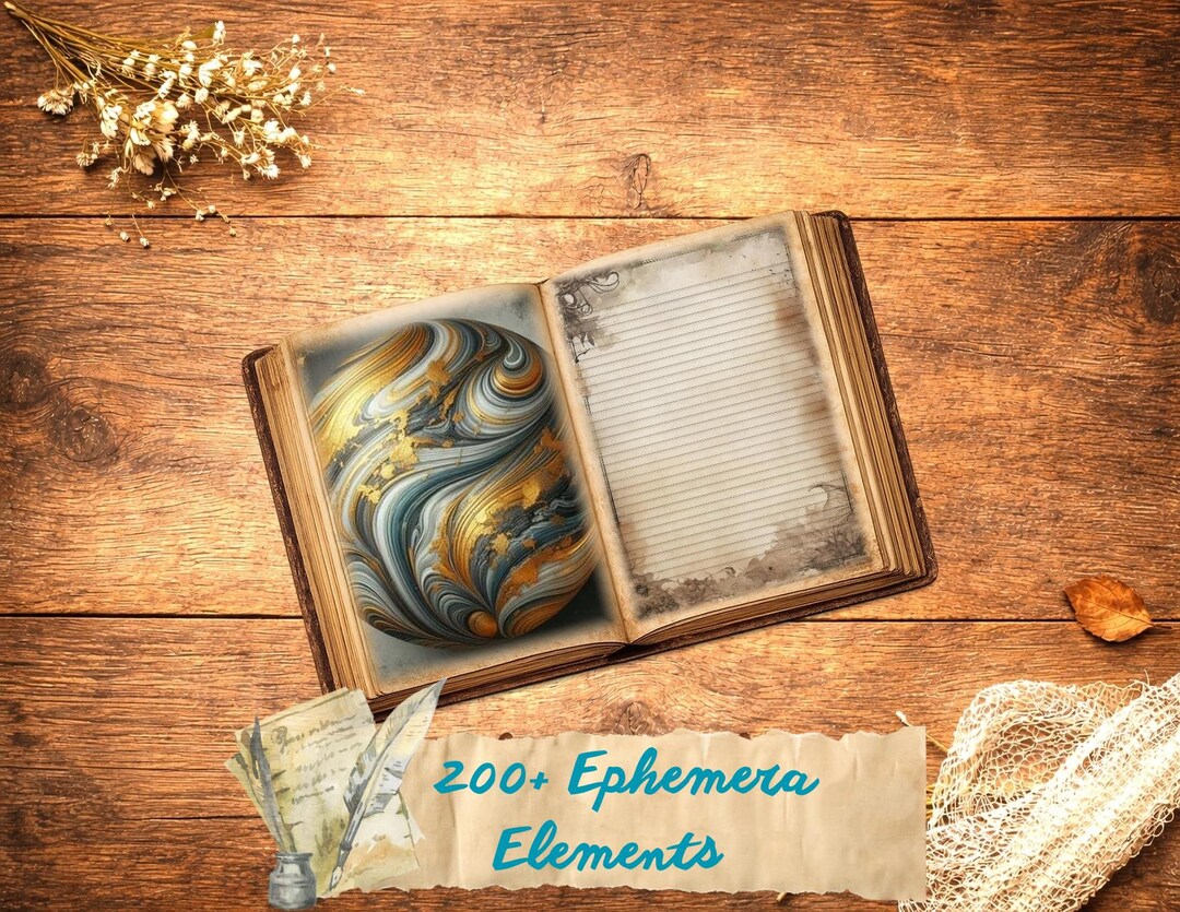 Gold Marble Junk Journal Pages - Digital Marble Papers & Printable Gold ...