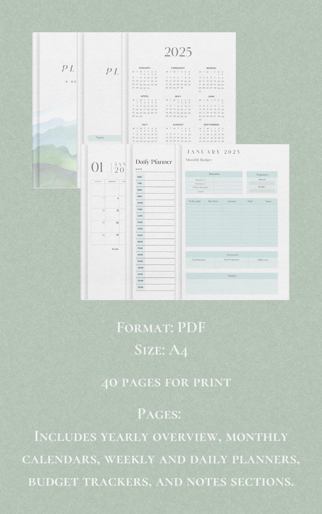 Printable Daily Planner,2025 Planner,daily Goal Planner, PDF File ...