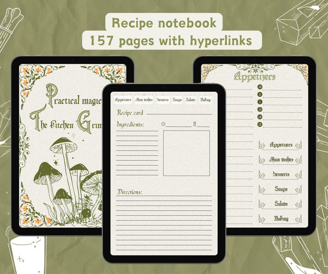 Witchy Recipe Grimoire | Kitchen Witch Recipe Book | Digital Cookbook ...