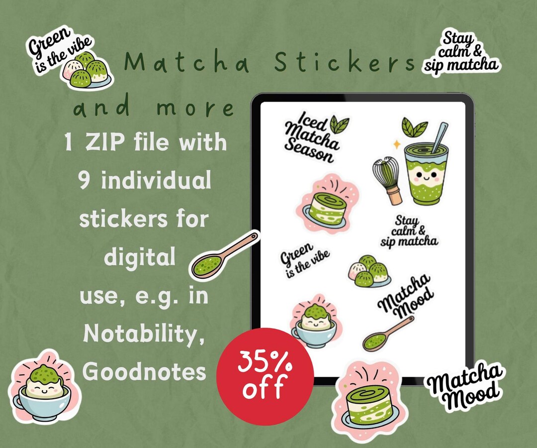 Matcha Planner Stickers | Cute Kawaii Drinks, Goodnotes (digital ...