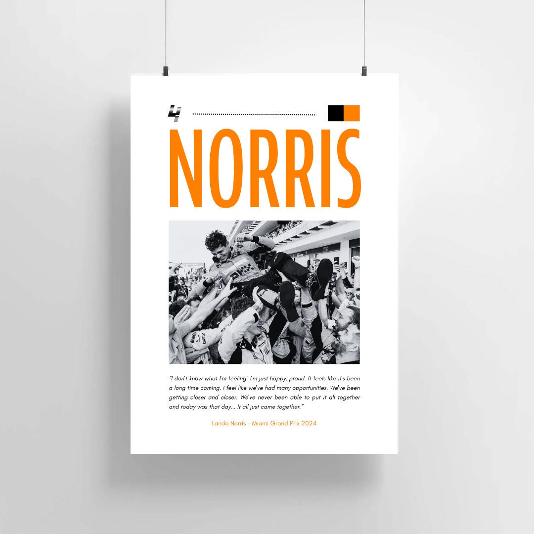 Lando Norris Poster, F1 Poster, Lando Norris 2024 Poster, F1 Racing ...