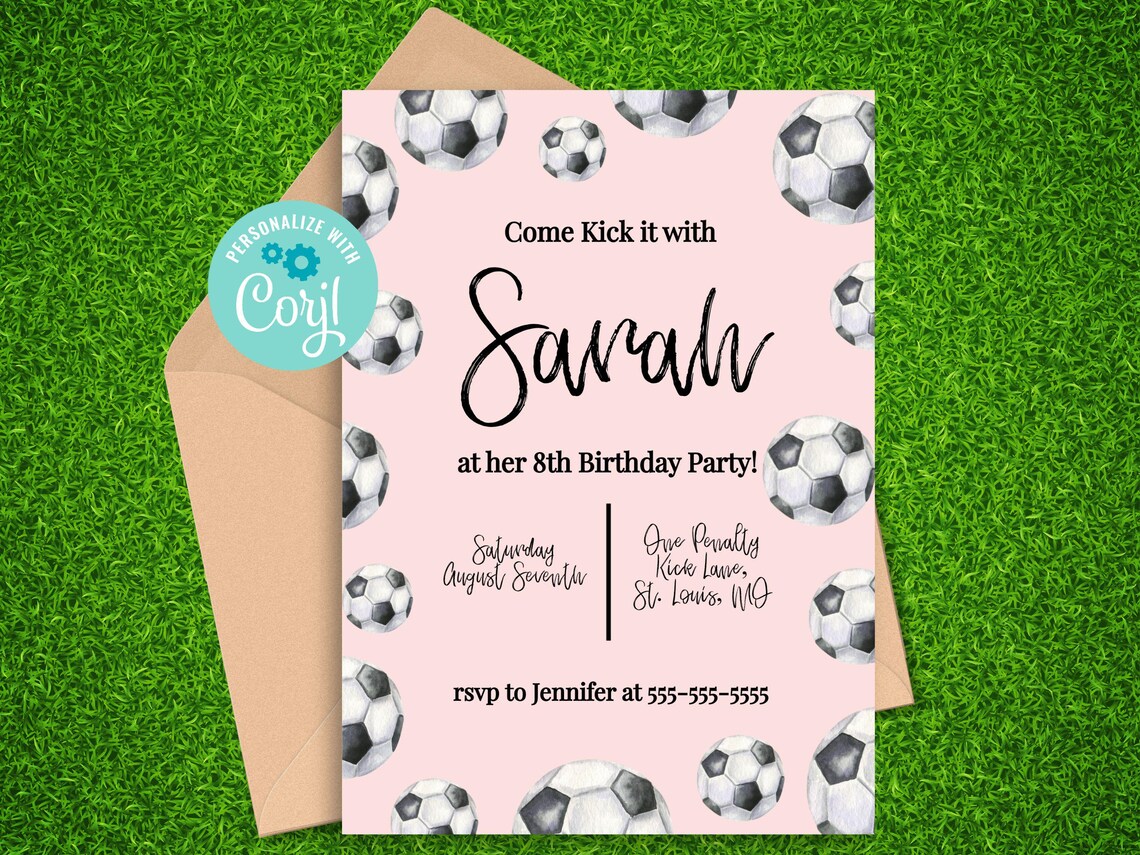 Girl Soccer Invitation: Soccer Girl, Birthday Invitation, Soccer Invite ...