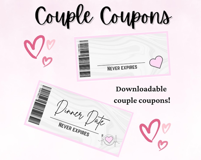 100 Printable Love Coupons for Him and Her, Couple Coupons, Valentines ...