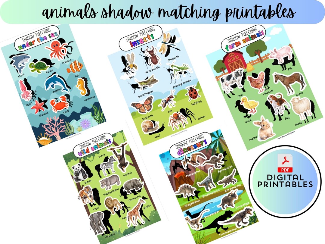 Ocean Animals Matching, Dinosaurs Matching, Farm Animals Matching ...