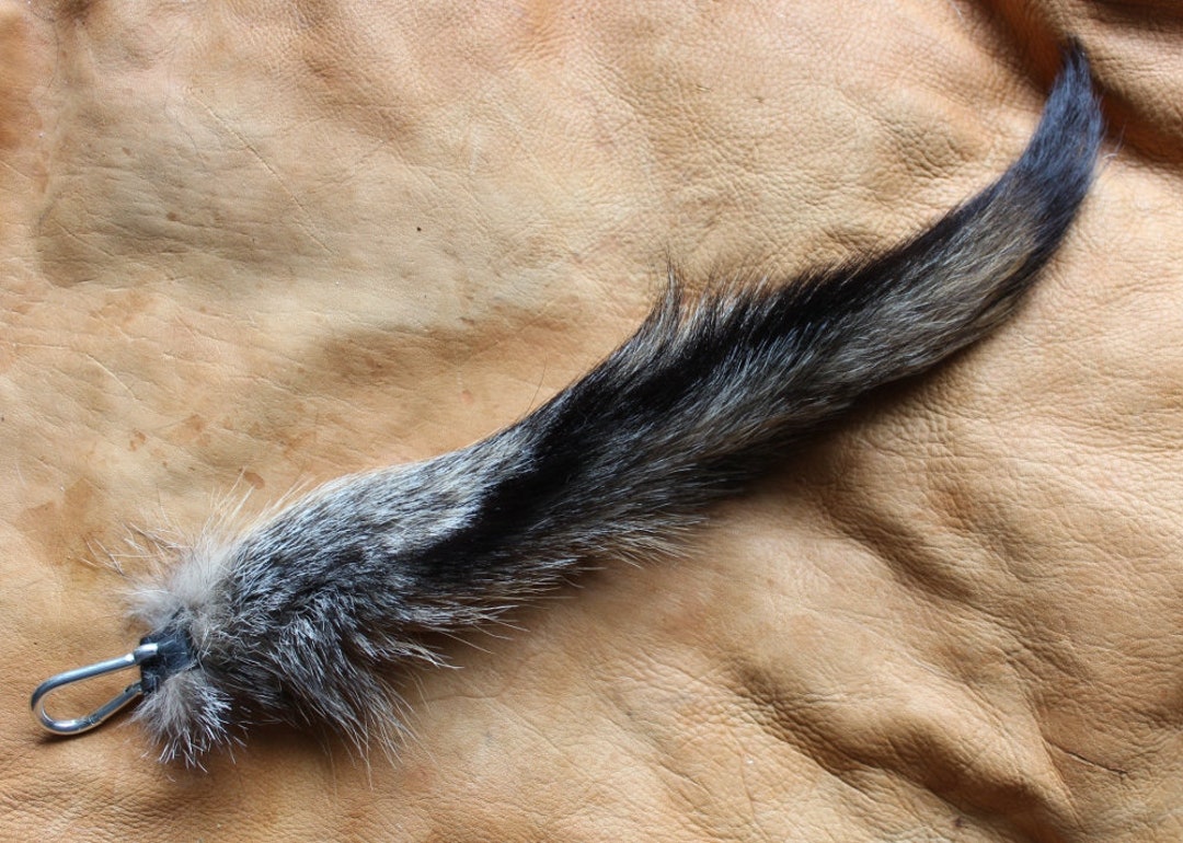 Fox Tail Real Eco-friendly Natural Gray Fox Fur Dance Tail on Extra ...