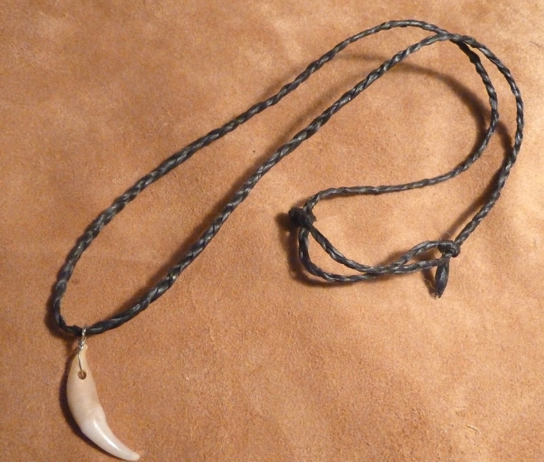 Fox Tooth Necklace - Real Fox Canine Fang on Hand-braided Adjustable ...