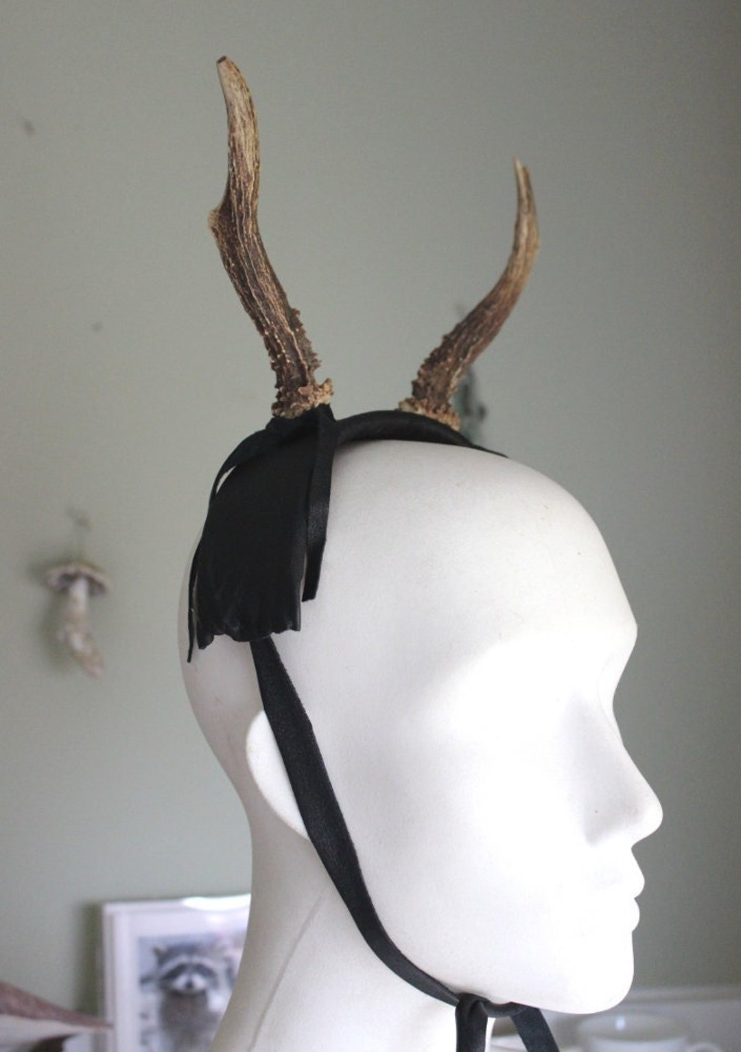Real Roe Deer Antler and Natural Deerskin Headdress Headband Stag ...