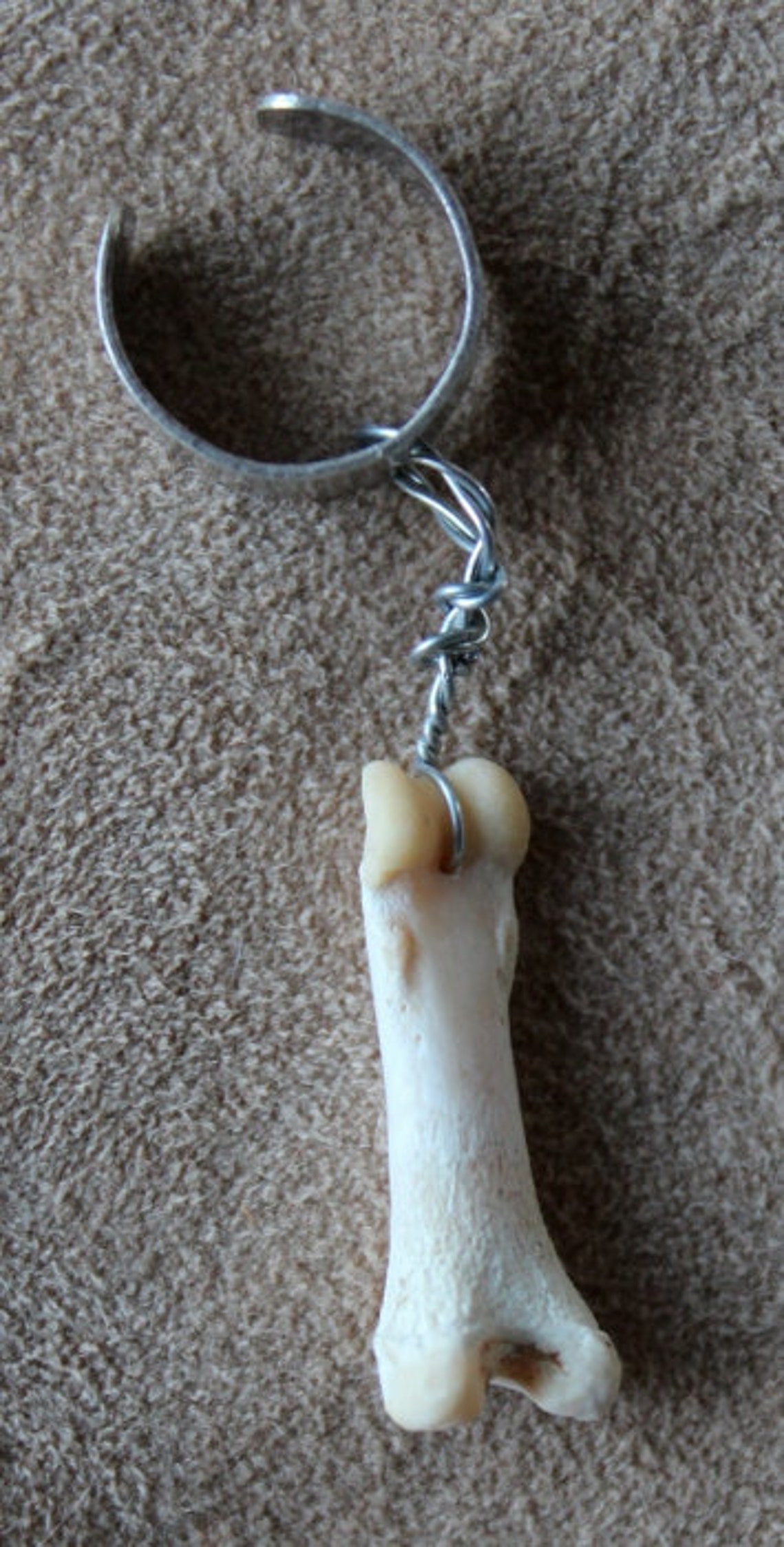 Real single wolverine bone on silver-plated brass ear cuff | Etsy