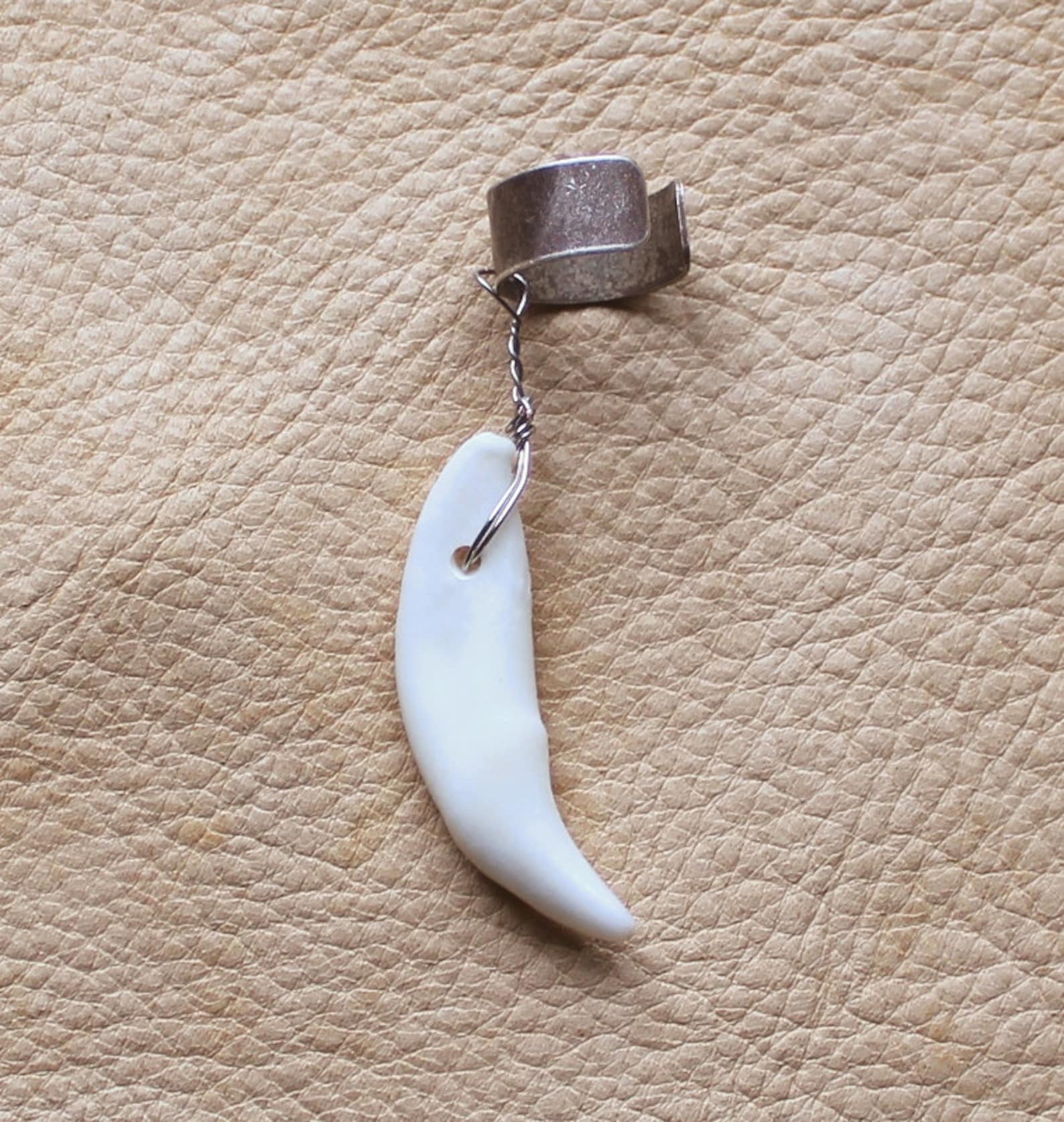 Real Single Coyote Tooth on Silver-plated Brass Ear Cuff - Etsy