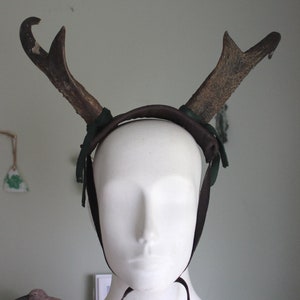 Real Pronghorn Antelope Horn and Natural Deerskin Headdress Headband ...
