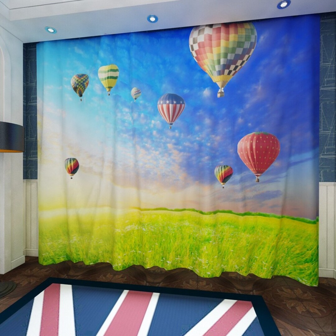 Hotairballoon Green Grass Soft Breeze Window Curtain Fantasy Theme Hot ...