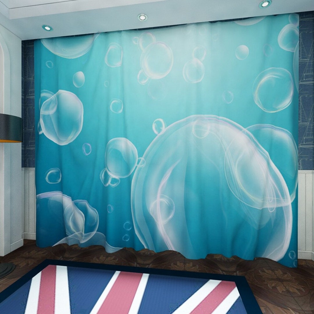 Various Size Transparent Bubbles Window Curtain Illustration Theme ...