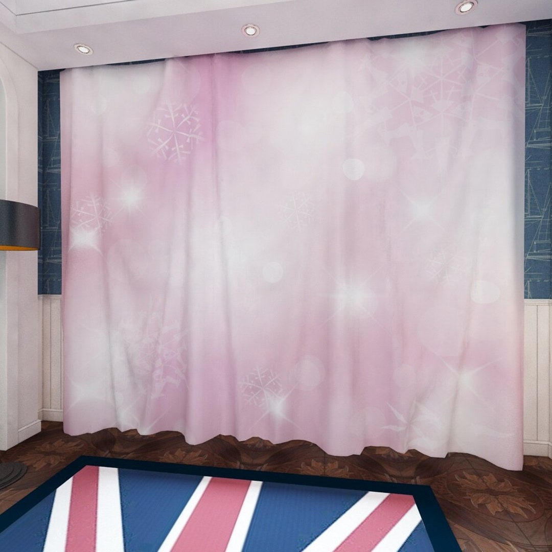 Cute Pink Window Curtain Shine Theme Starlight Shiny Snowflake ...