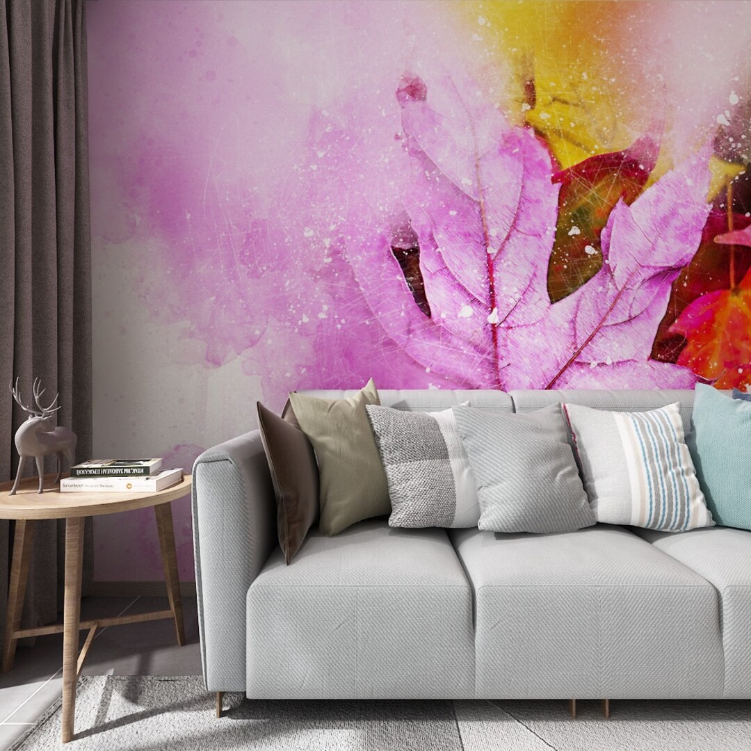 Buy Leaves Nature Art Fabric Wall Covering Seamless Wallpaper ...