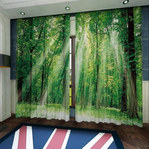 Sunshine Through the Woods Window Curtain Forest Theme Forests Sunshine ...