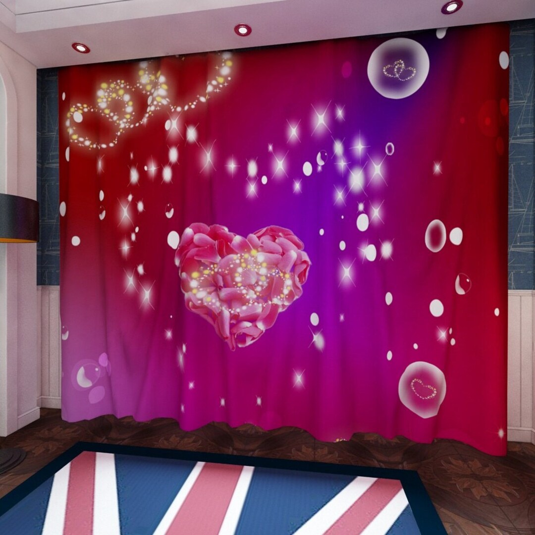 Light Spot Composed Heart Shape Window Curtain Love Theme Love Light ...