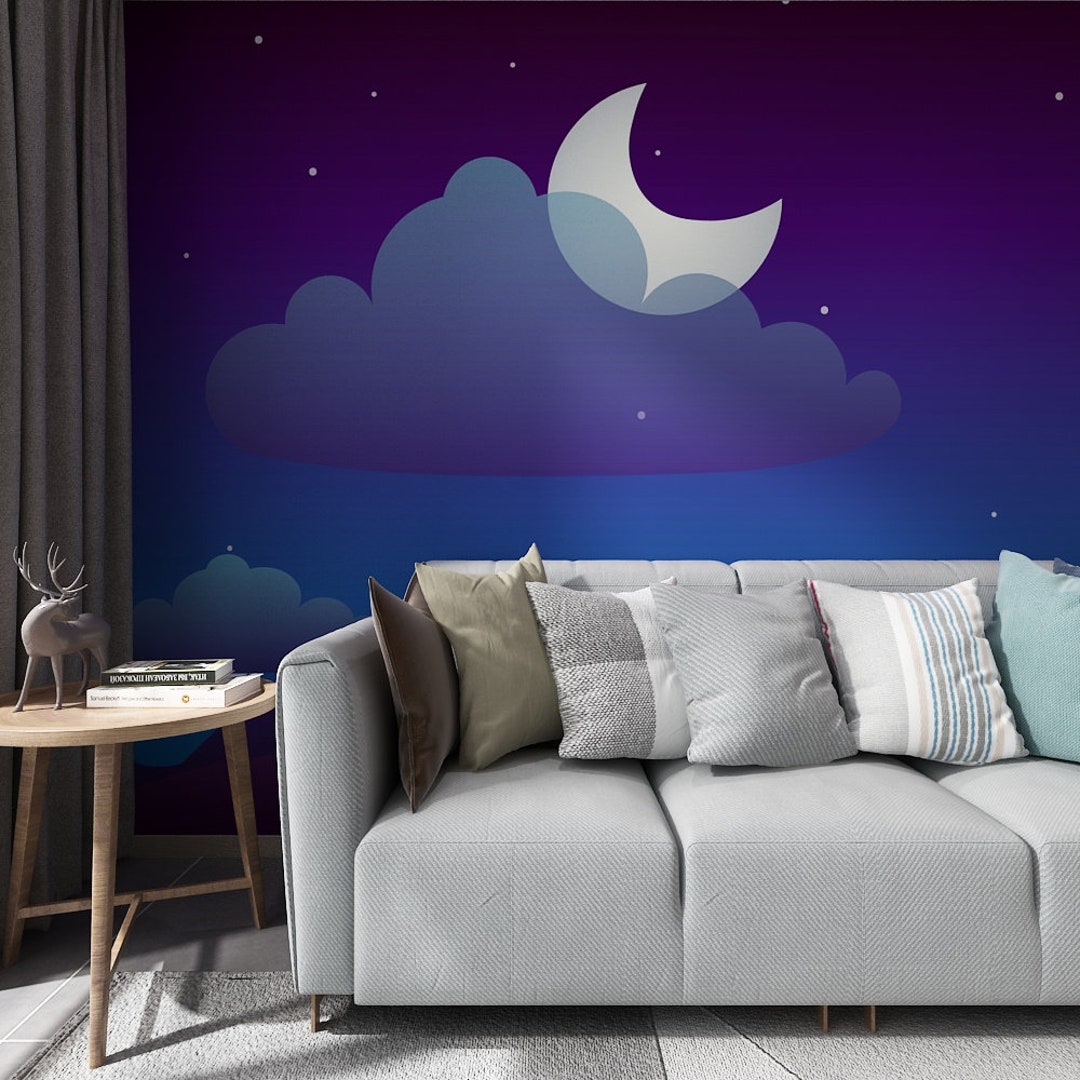Midnight Twilight Light Fabric Wall Covering Seamless Wallpaper ...