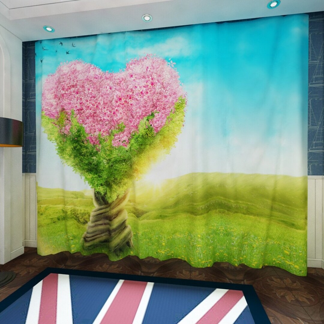 Flower Grass Bird Sky Window Curtain Fantasy Theme Love Plants - Etsy