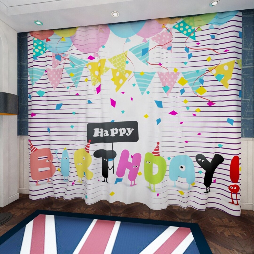 Colors Birthday Flag Balloon Window Curtain Birthday Party Theme ...