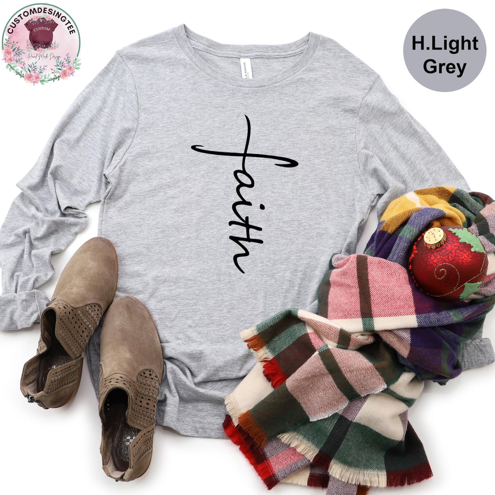 Faith Long Sleeve, Faith Cross Shirt, Faith Gift, Christian Shirts ...