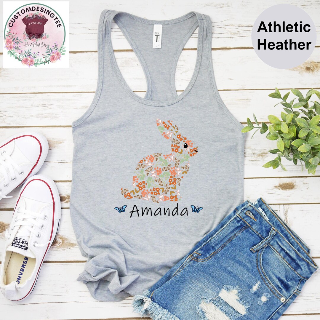 Personalised Kids Easter Tank Top, Cute Flower Bunny Tank Top, Easter ...