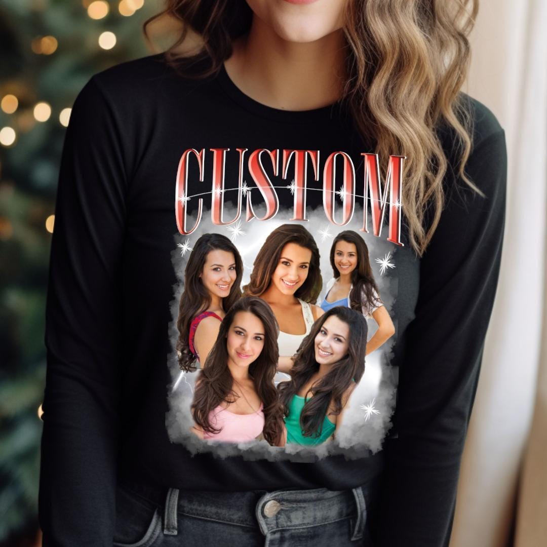 Custom Bootleg Long Sleeve, Custom Photo Shirt, Birthday Gift, Custom ...