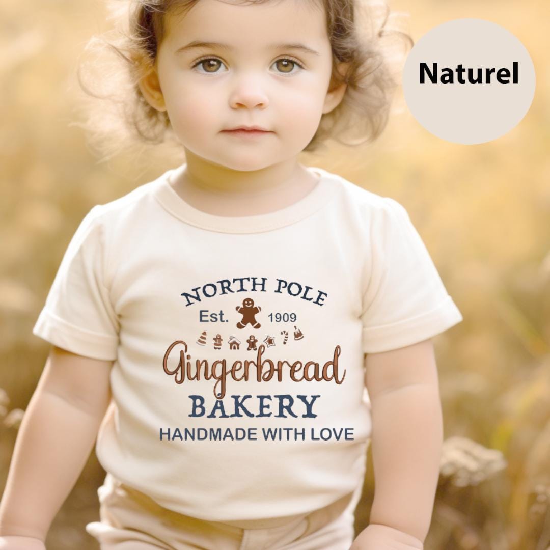 North Pole Gingerbread Bakery Baby Bodysuit, Gingerbread Cookie Baby ...