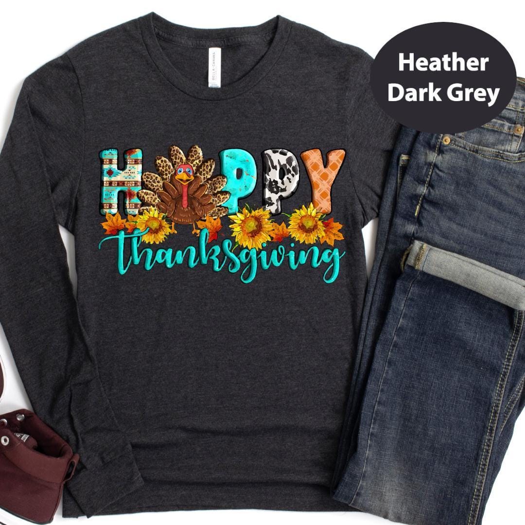 Happy Thanksgiving Long Sleeve Shirt,family Thanksgiving Turkey Gifts ...