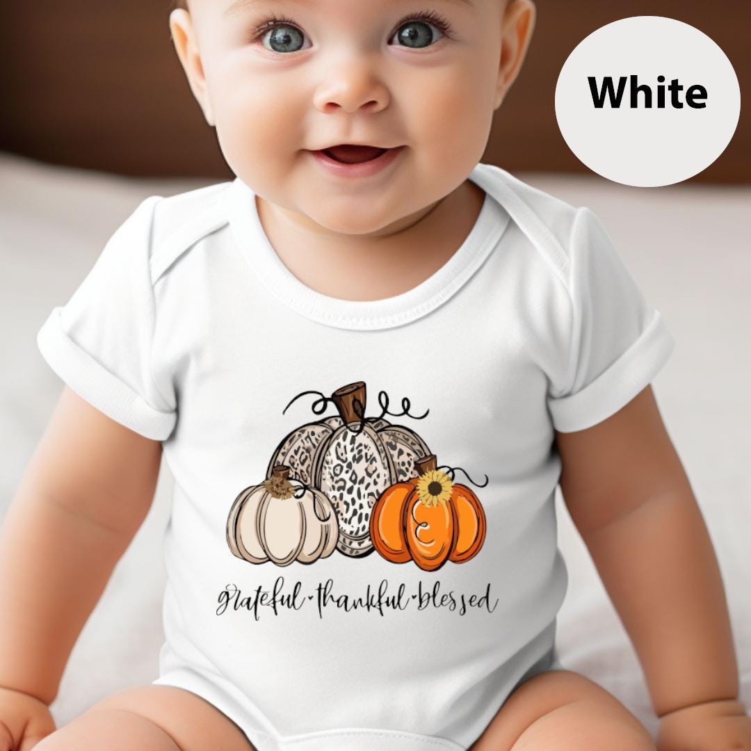 Thankful Grateful Blessed Baby Bodysuit, Pumpkin Baby Bodysuit,buffalo ...