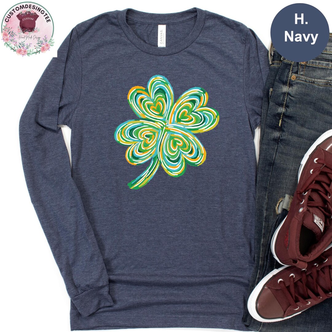 St Patrick's Four Leaf Clover Long Sleeve,vintage St Patrick's Day ...