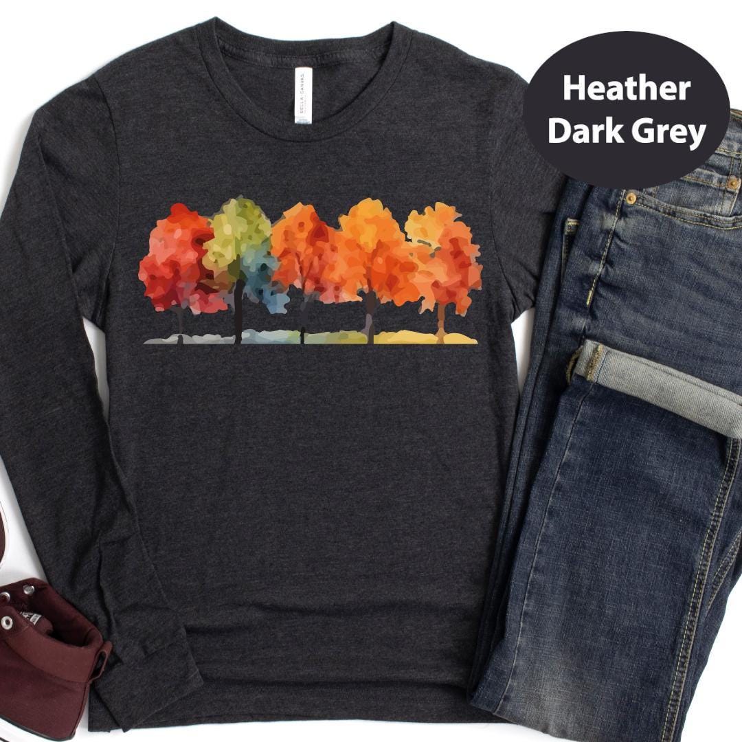 Fall Tree Long Sleeve, Autumn Tree Line Shirt, Thanksgiving Shirt, Fall ...