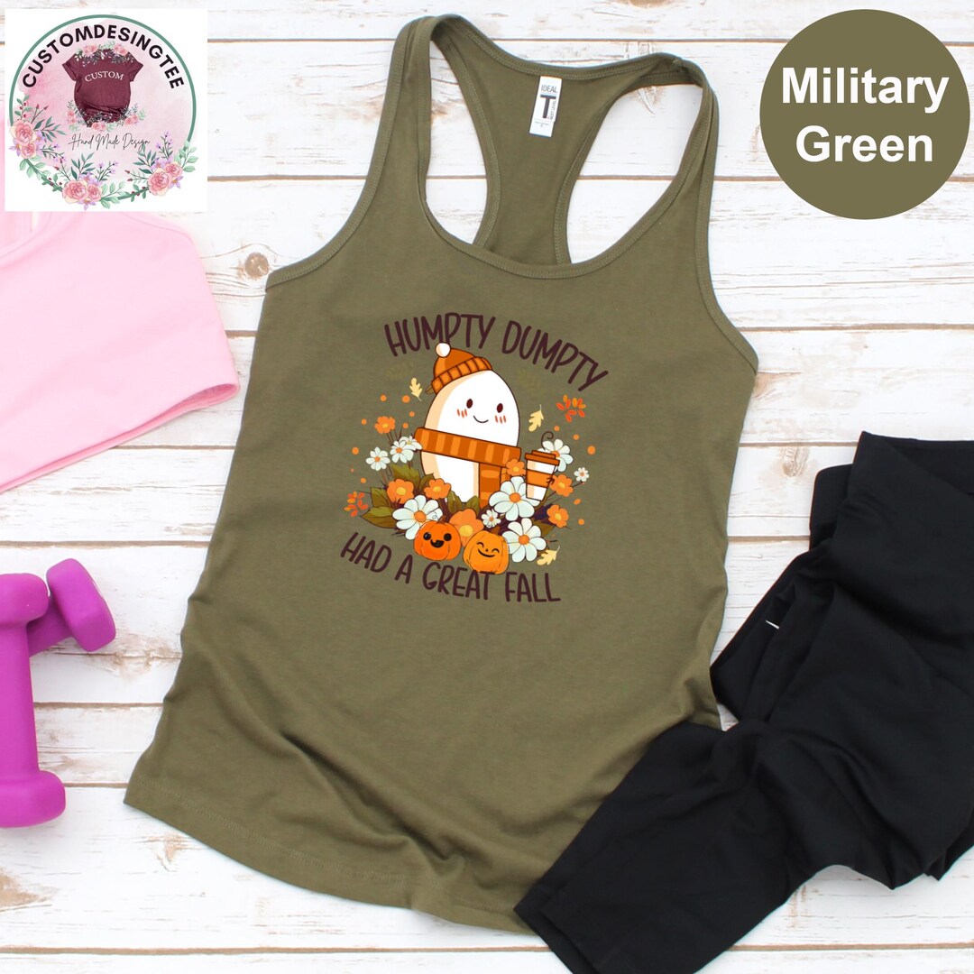 Humpty Dumpty Fall Tank Top, Cute Autumn Pumpkin Tank Top, Funny ...